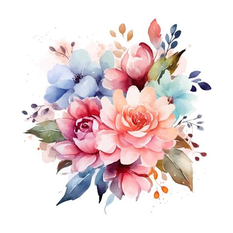 Premium Vector Watercolor Flower Bouquet Clipart Floral Boho