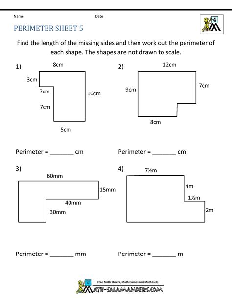 Grade Math Area And Perimeter Worksheets