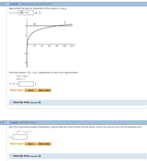 solved approximate the point of intersection of the graphs