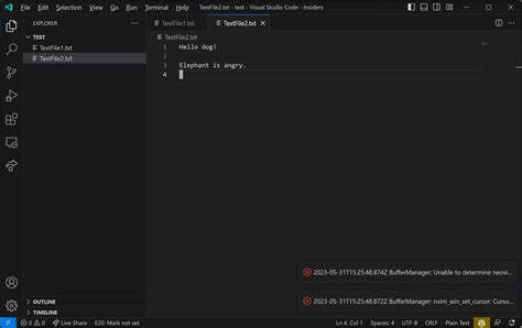 global marks throwing errors and not reusing existing tabs · issue 1223 · vscode neovim vscode