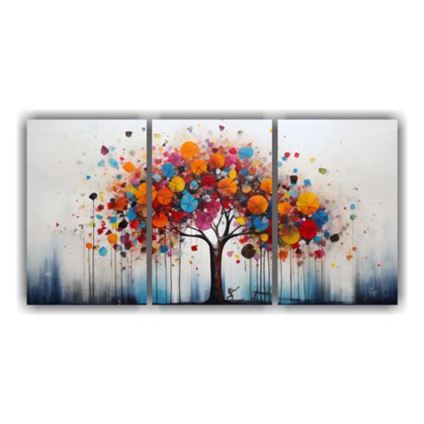 Conjunto De 3 Cuadros Abstractos Con árboles DecoCuadros
