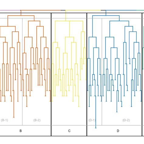 hierarchical clustering dendrogram colored by the five primary clusters download scientific