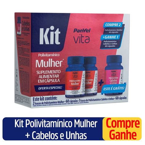 Kit Panvel Vita Polivitamínico Mulher 120cápsulas Cabelos E Unhas 60