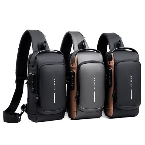 Mochila De Peito Masculina À Prova D água Trava De Código Pequena