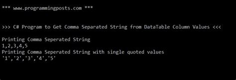 get comma delimiter separated string from datatable column values in c programming posts