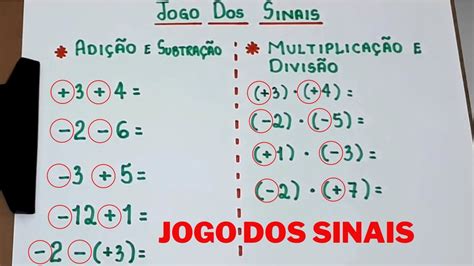 Exercícios Regra De Sinais Adição Subtração Multiplicação E Divisão