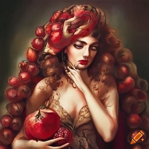Depiction Of Persephone And A Pomegranate On Craiyon