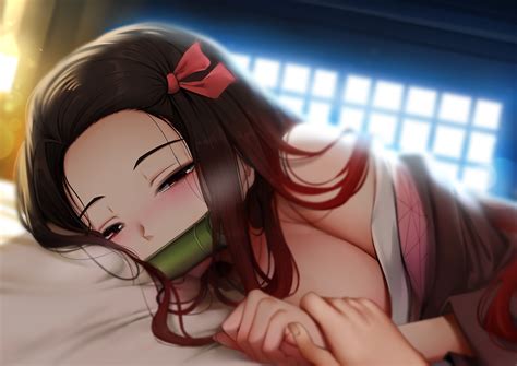 Rule 34 1girls Ambiguous Gender Backlighting Bamboo Bare Shoulders Bed Bit Gag Black Hair
