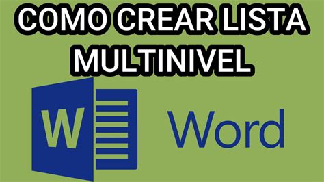 Como Crear Una Lista Multinivel En Word Youtube