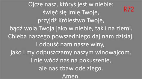 Ojcze Nasz Modlitwa Pa Ska Najprostszy Egzorcyzm Wersja Piewana