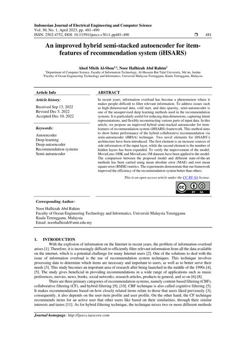 pdf an improved hybrid semi stacked autoencoder for item features of recommendation system