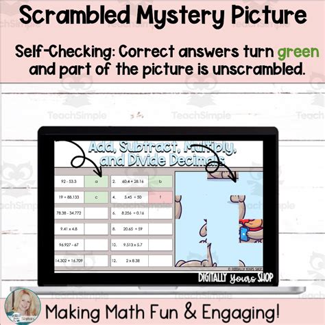 add subtract multiply and divide decimals digital self checking by teach simple