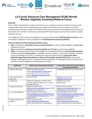 Fillable Online The ECM Referral Form And Submission Process Fax Email
