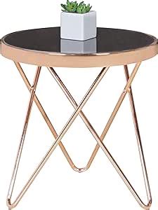 FineBuy Design Couchtisch Parma ø 42 cm Rund Glas Kupfer Lounge