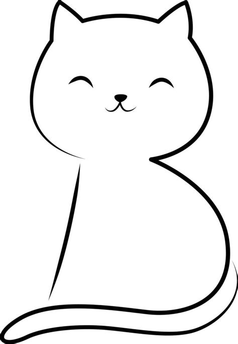 Cute Cat Drawing Doodle Line Art 9867565 Vector Art At Vecteezy
