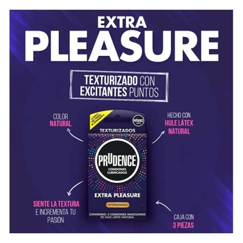 Condones Prudence Extra Pleasure Texturizados Lubricados 3 Pzas