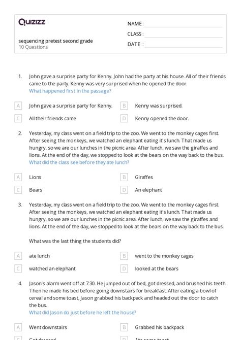 50 Sequencing Worksheets For 2nd Grade On Quizizz Free Printable
