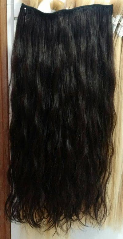 Aplique Tic Tac Cabelo Humano Castanho Levemente Ondulado 62cm 200 Gr
