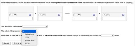 solved write the balanced net ionic equation for the