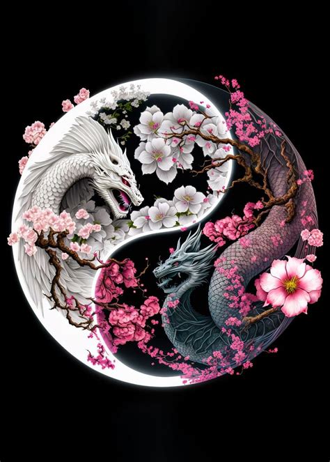 Dragon Yin Yang Poster Picture Metal Print Paint By Mark Viraj