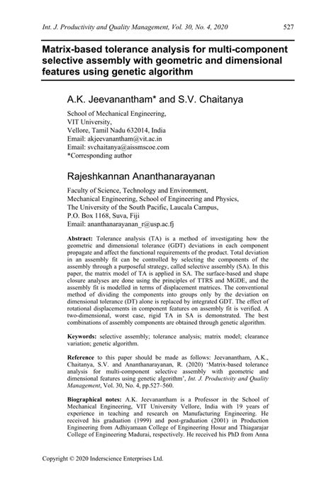 pdf matrix based tolerance analysis for multi component selective assembly with geometric and