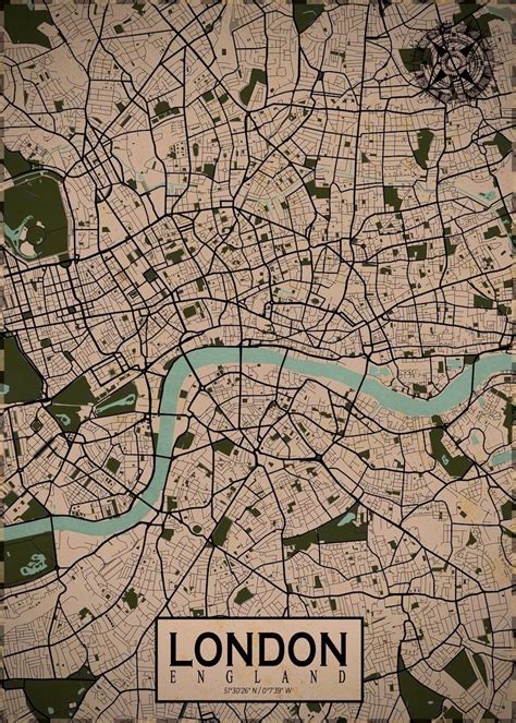 Vintage London Paris Poster Vintage London Map Poster Vintage