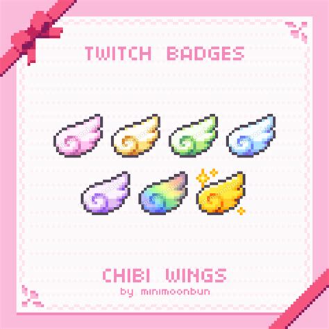 Chibi Angel Wings Badges Cute Pixel Art Twitch Sub Bit Badges