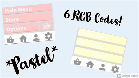 Bloxburg 6 Pastel RGB Codes YouTube