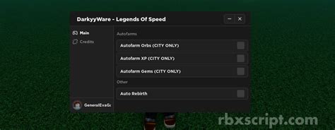 Legends Of Speed Auto Farm Xp Auto Farm Gems Auto Rebirth Scripts