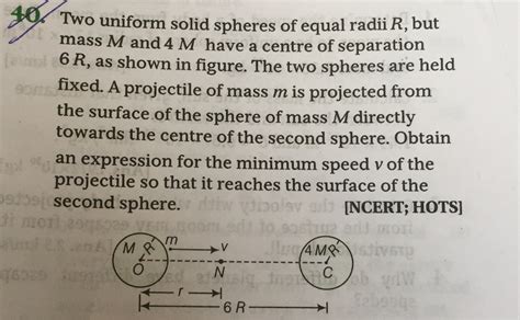 V Two Uniform Solid Spheres Of Equal Radii R But Mass M And M Have A