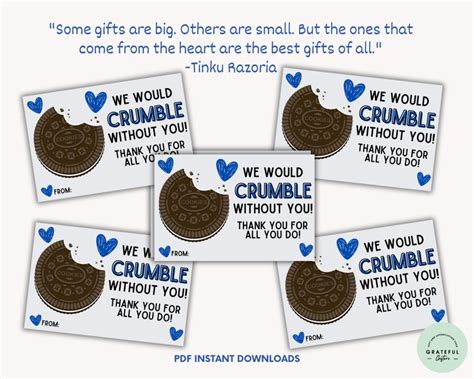We Would Crumble Without You Oreo Cookie Gift Tags Oreo Cookies Gifts