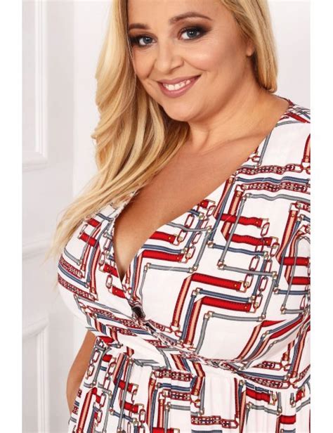 Długa letnia sukienka plus size SELENE w modne łańcuchy duże rozmiary