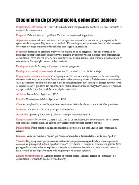 diccionario pdf lenguaje de programación objeto informática