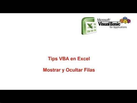 Tips Vba En Excel Mostrar Y Ocultar Filas Youtube