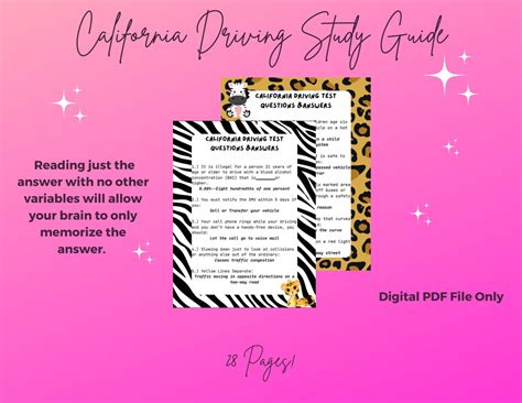 Dmv California Class C Study Guide Drivers License Written Test With