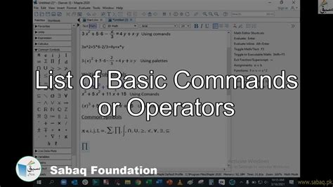 list of basic commands or operators math lecture sabaq pk youtube