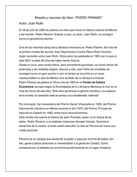 Reseña y resumen del libro Reseña y resumen del libro