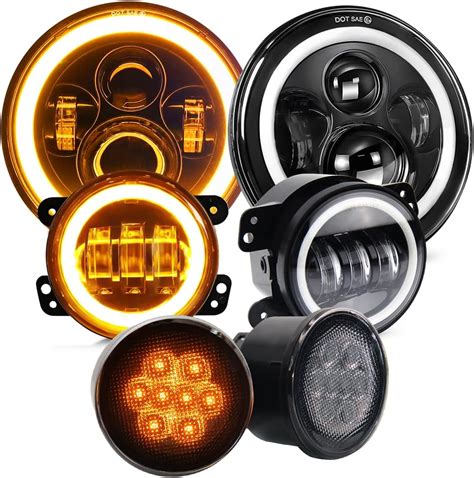 Amazon UNI SHINE 2PCS 7 Inch Round LED Headlights 2pcs 4 Inch