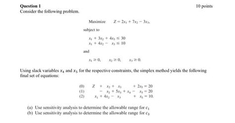 solved question 1 10 point consider the following problem