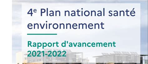 4e Plan national santé environnement Rapport d avancement 2021 2022