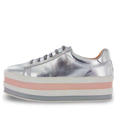 Venta Tenis De Plataforma Plateados En Stock