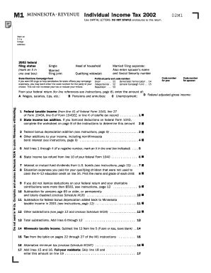 Fillable Online Revenue State Mn M1 Individual Income Tax Return