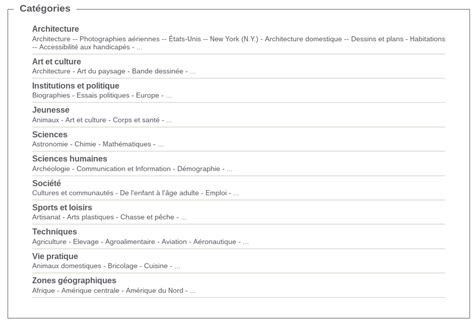 Affichage Des Cat Gories Guide En Ligne Pmb