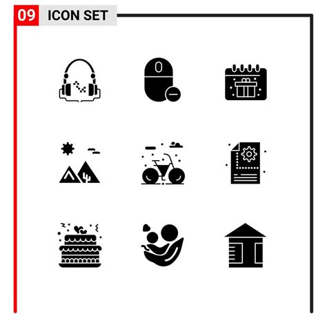Universal Icon Symbols Group Of 9 Modern Solid Glyphs Of City Egypt