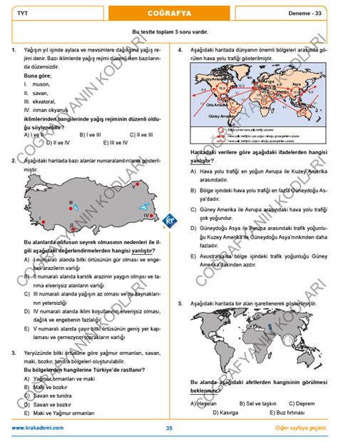 Co Rafyan N Kodlar Tyt Co Rafya Deneme Soru Z M Pdf