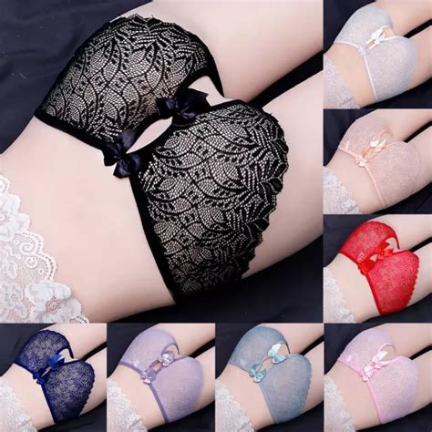FEMMES CULOTTES SEXY Dentelle Slips Floraux Entrejambe Ouvert Sous