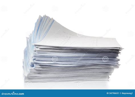 Stapel Papiere auf Weiß stockbild Bild von seite datei 34796631