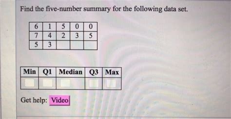 solved find the five number summary for the following data