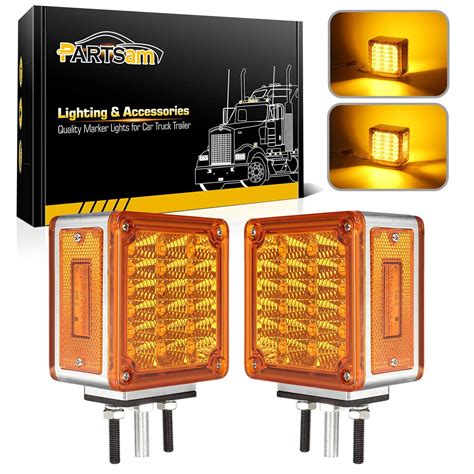 Buy Partsam LED Pedestal Lights Amber Amber Double Face 39 LED Turn