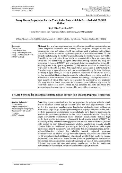 pdf fuzzy linear regression for the time series data which is fuzzified with smrgt method